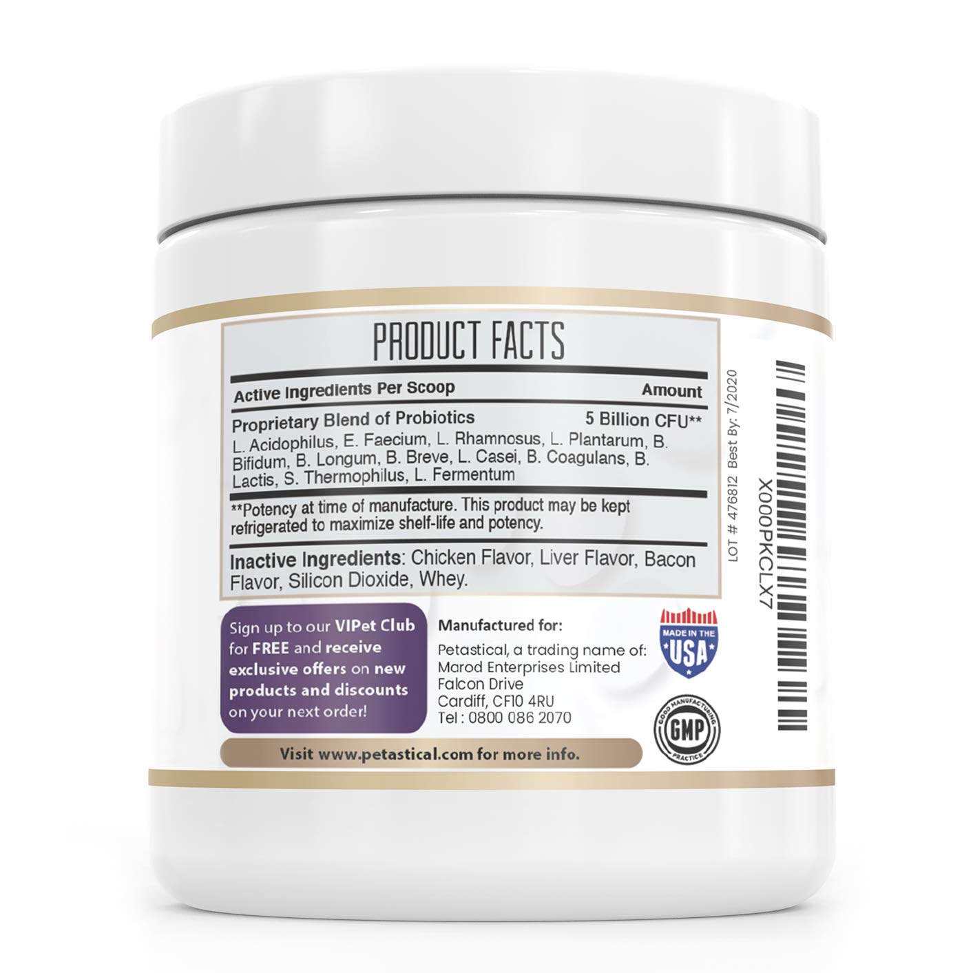 Petastical Probiotic Powder for Dogs and Cats (120 Scoop) - Petastical